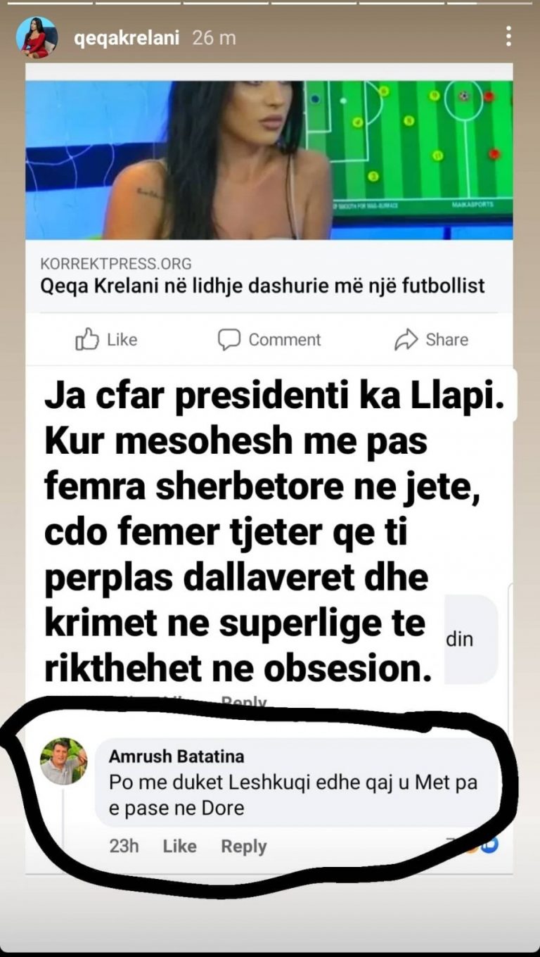 Qeqa Krelani ofendohet nga nënkryetari i KF Llapit, pak ditë pasi ...