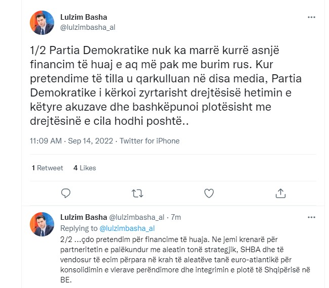 Lulzim Basha: PD s'ka marrë kurrë financime nga Rusia, drejtësia foli ... Lulzim Basha: PD s'ka marrë kurrë financime nga Rusia, drejtësia foli ...