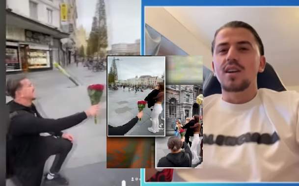 La punën në ndërtim, shqiptari në Belgjikë i dhuron vajzave trëndafila ... La punën në ndërtim, shqiptari në Belgjikë i dhuron vajzave trëndafila ...