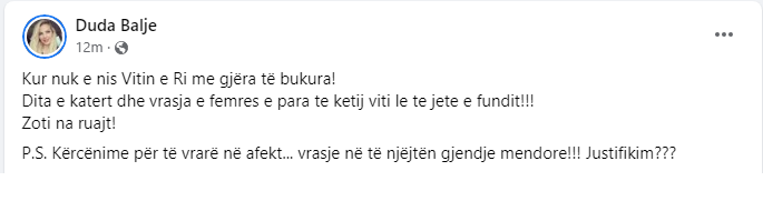 Pa e konstatuar policia, Duda Balje thotë se gruaja në Prishtinë u vra ... Pa e konstatuar policia, Duda Balje thotë se gruaja në Prishtinë u vra ...