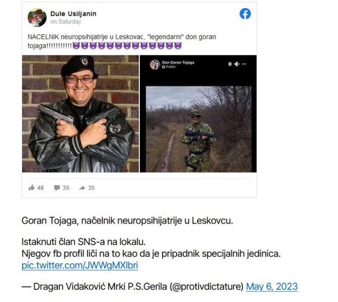 Shefi i psikiatrisë në Leskovc pozon me revole në duar, ministrja e ...