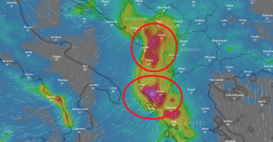Shqipëria me klimë tropikale, zonat që preken nga reshjet dhe rrufetë ...
