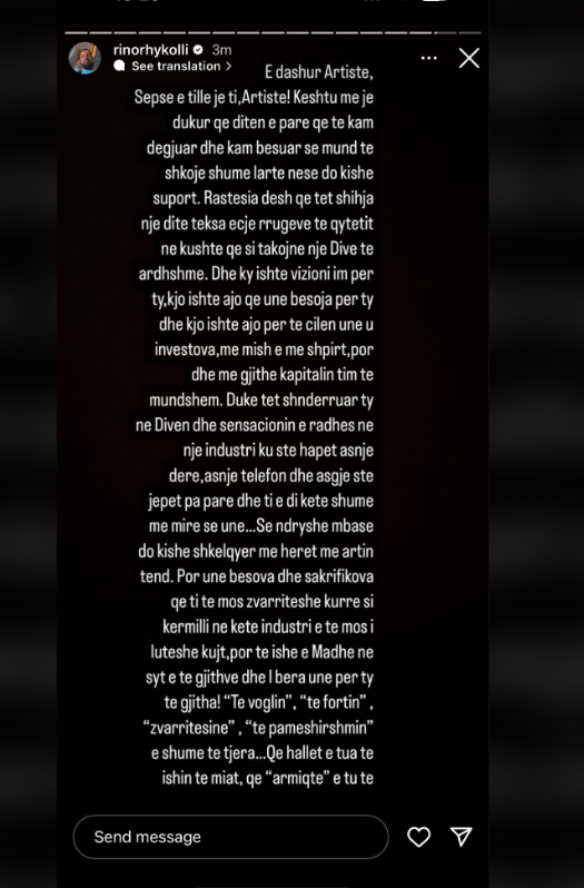 "Sakrifikova që ti të mos zvarritëshe si kërmilli", Rinor Hykolli ...