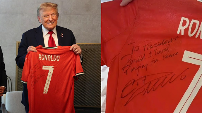Costa ia jep Trump një fanellë të firmosur nga Cristiano Ronaldo, i ...