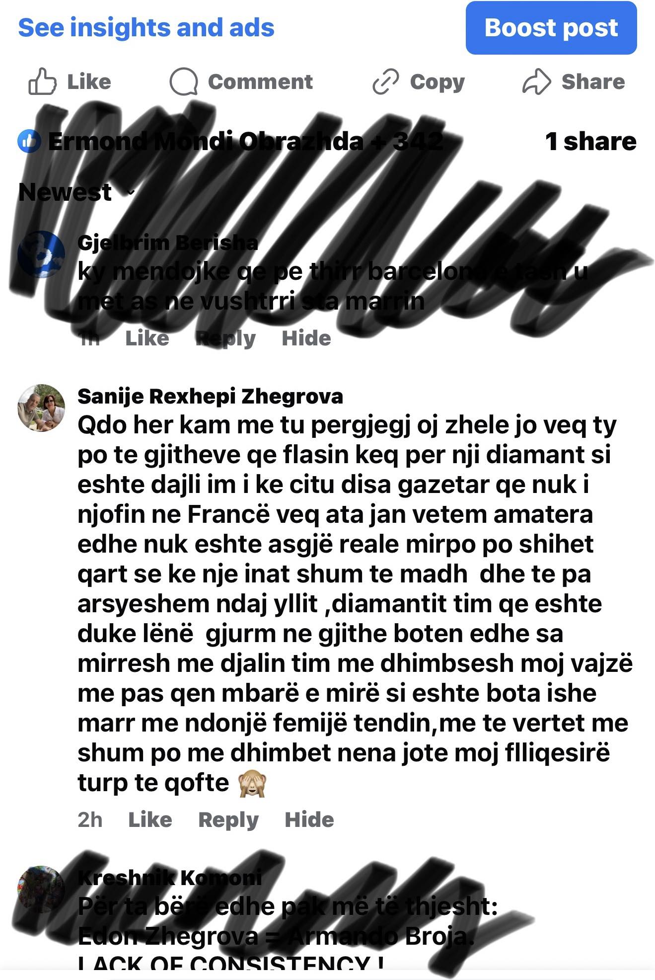 Luego de esto, otra reacción vino de Qeqa Krelani, quien expresó su ...