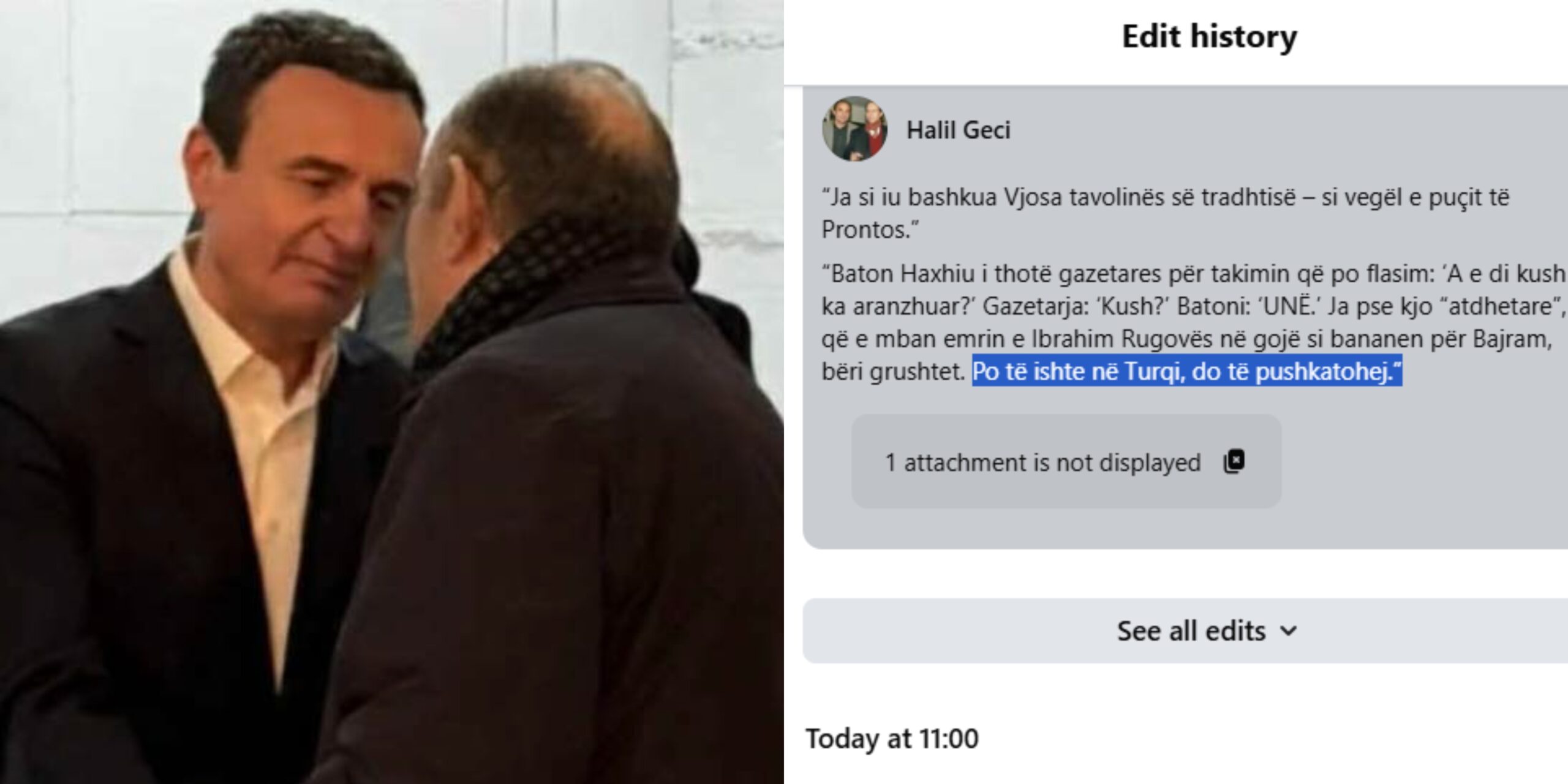 Halil Geci e korrigjon pak postimin për Vjosa Osmanin, ia heq fjalinë ...